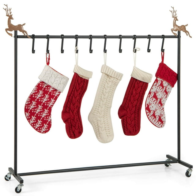 Costway 10-Hook Christmas Stocking Holder Stand on Wheels with 6 ...