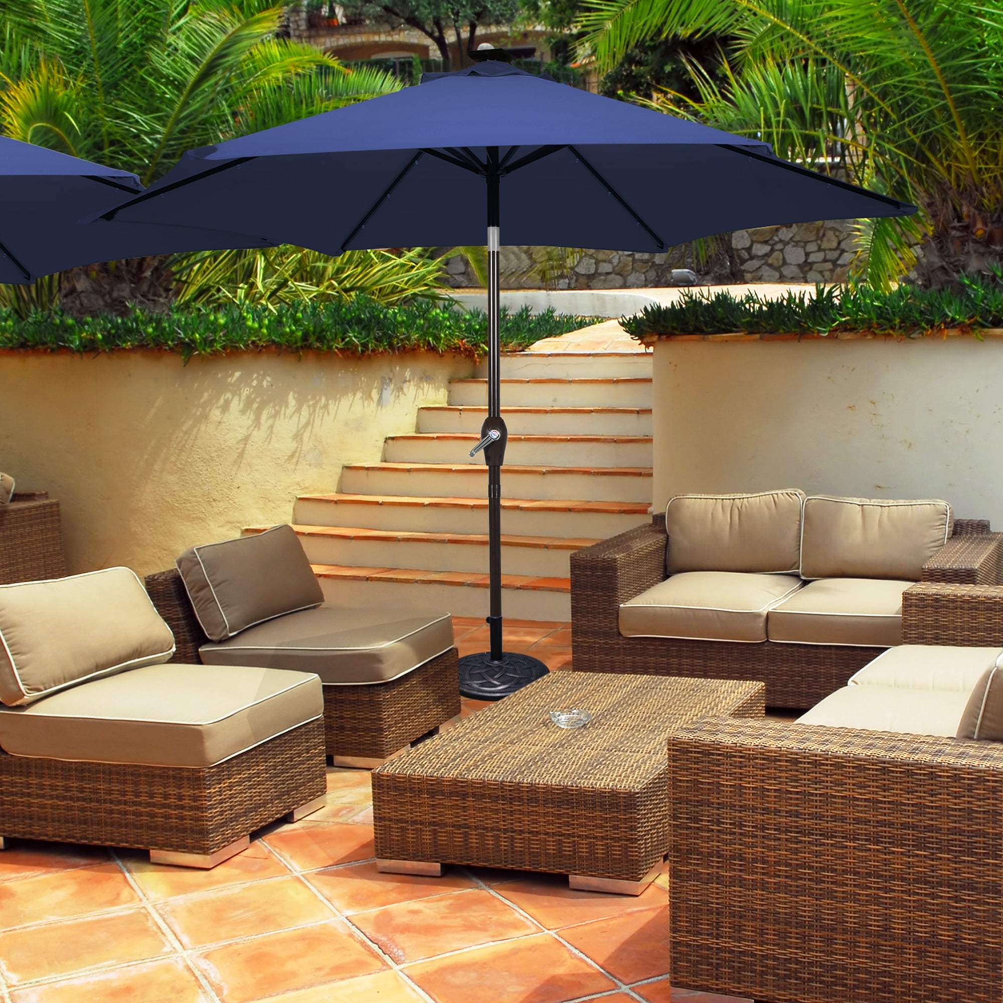 Costway 10' Solar LED Lighted Patio Market Umbrella Shade Tilt ...