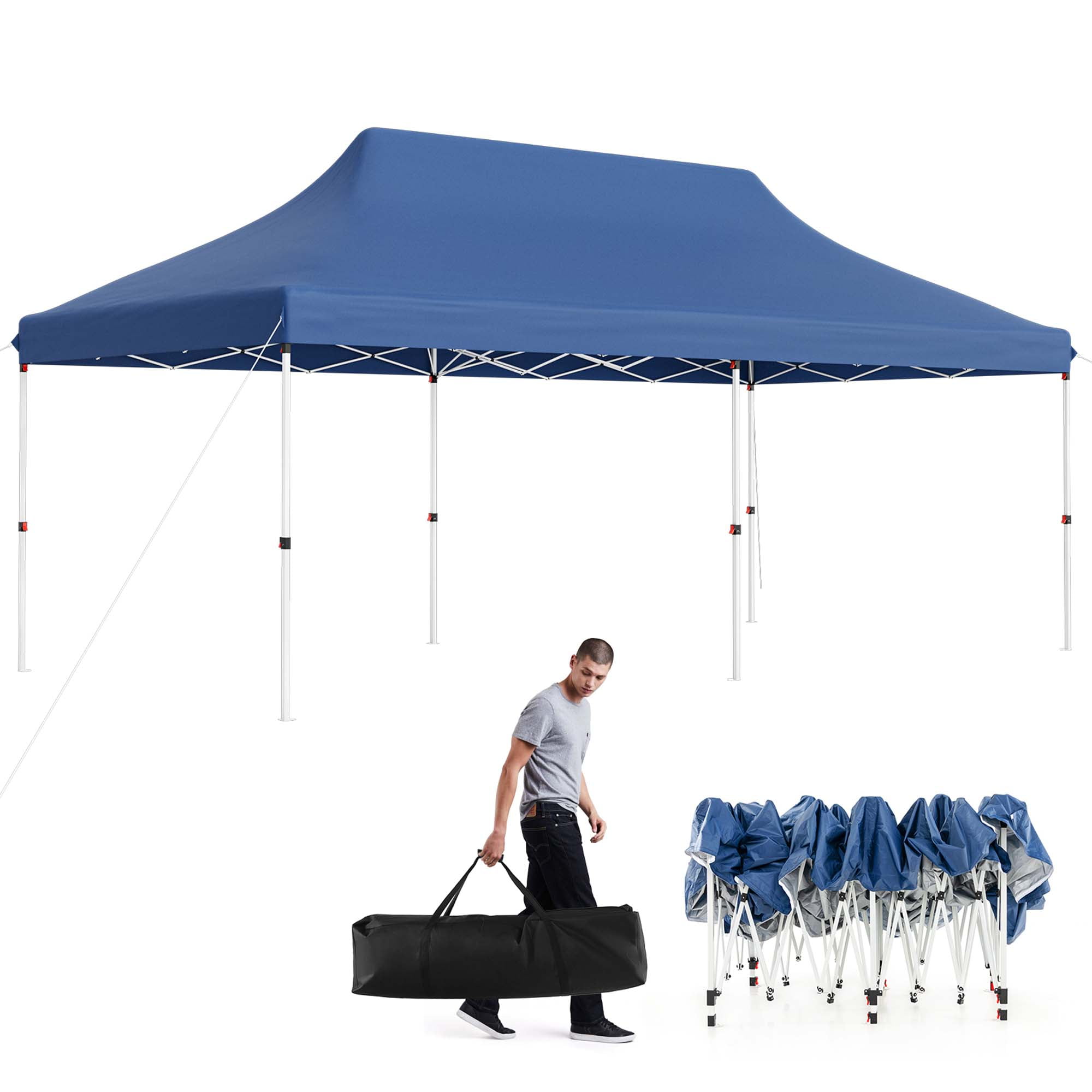 Costway Large 10 x 20 FT Sturdy Pop-Up Outdoor Canopy, UPF50+ Sun ...
