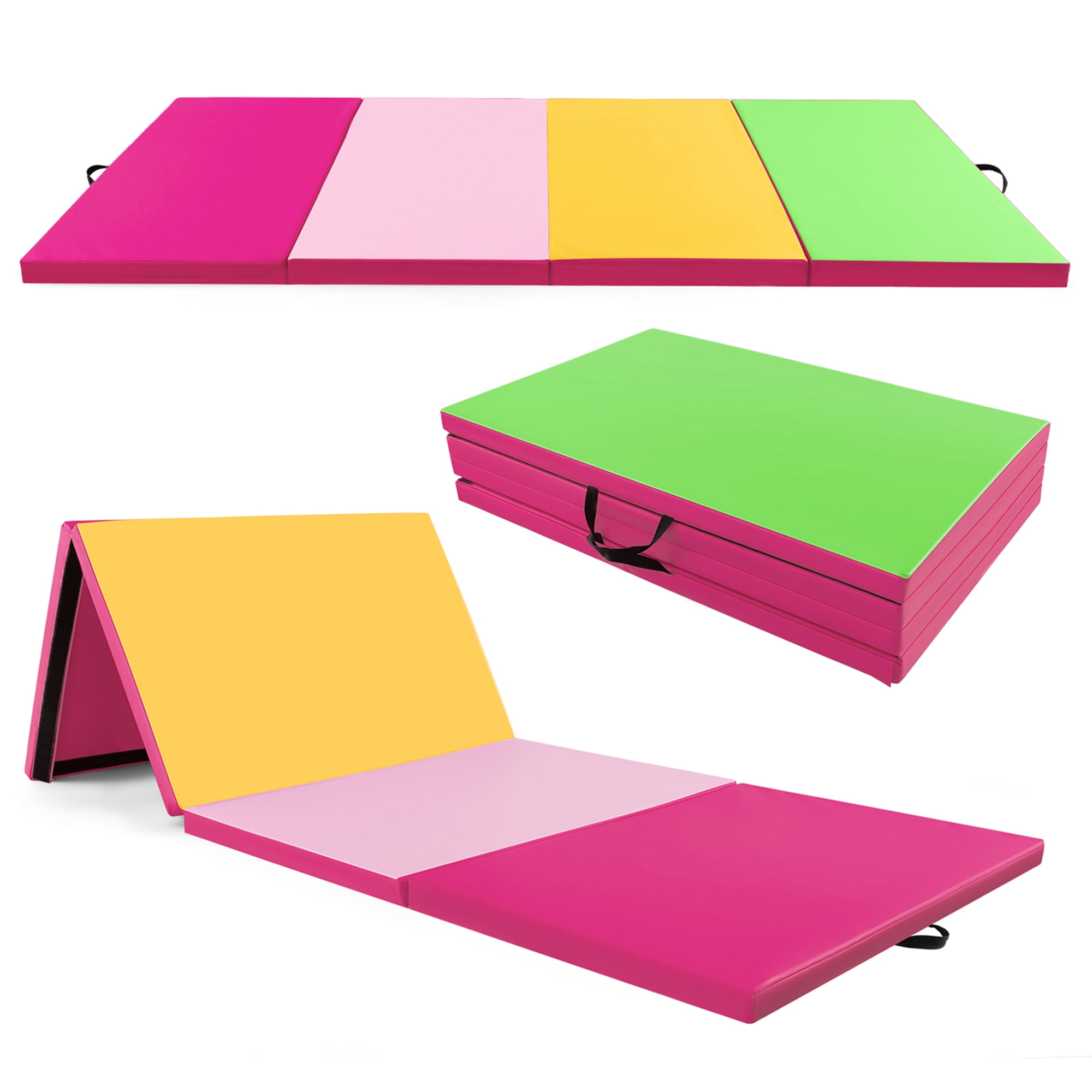 Costway 10' x 4' x 2" 4-Panel Folding Exercise Mat with Carrying ...