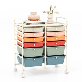Costway, Storage Cart, 10 Drawer Rolling Organizer, Macaron - Walmart.com