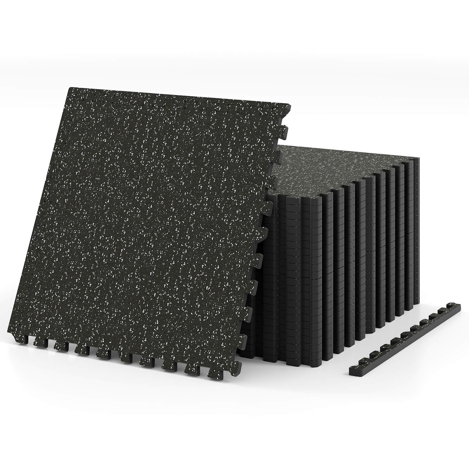 Costway 12 PCS 0.79” Thick Rubber Top Exercise Mat 48 Sq Ft Non-Slip ...