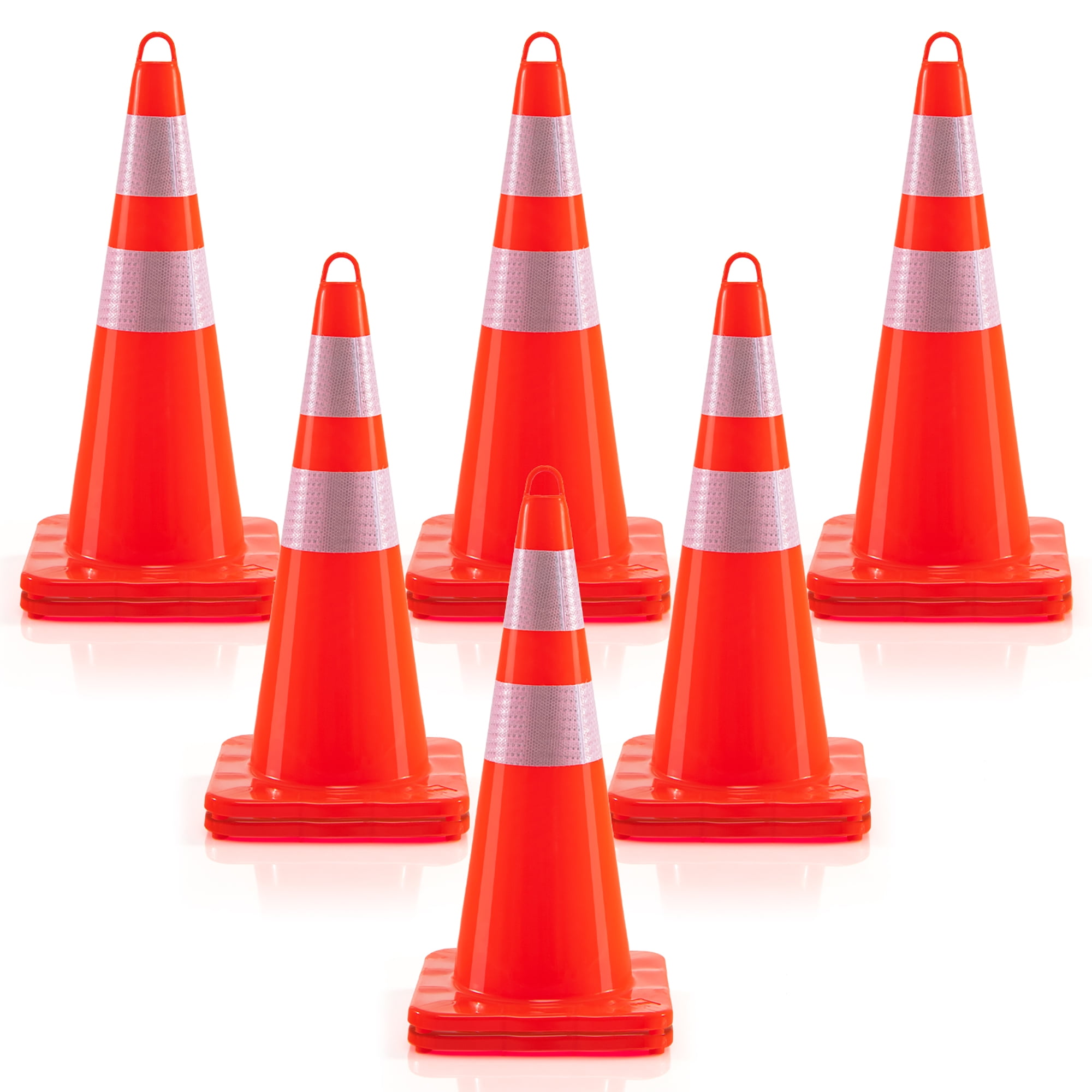 Costway 12 Pack Traffic Safety Cones 28''PVC Orange Cones W/ Reflective ...