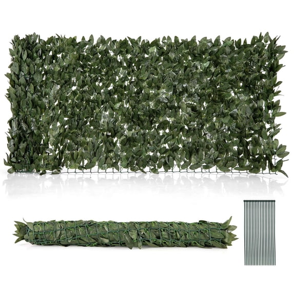 Costway 120" x 40" Artificial Lily Leaf Privacy Fence Sun-protective ...