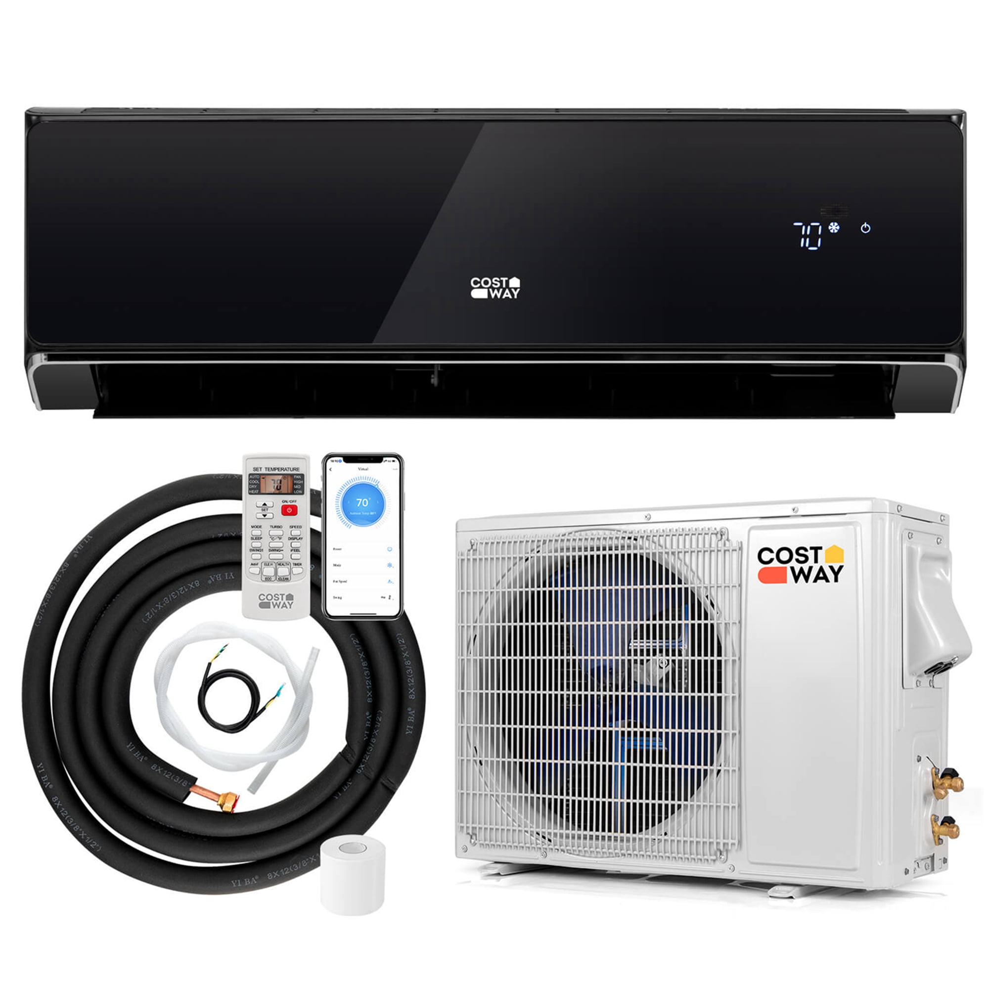 Costway 12000 BTU Wifi Enabled Mini Split Air Conditioner & Heater with ...