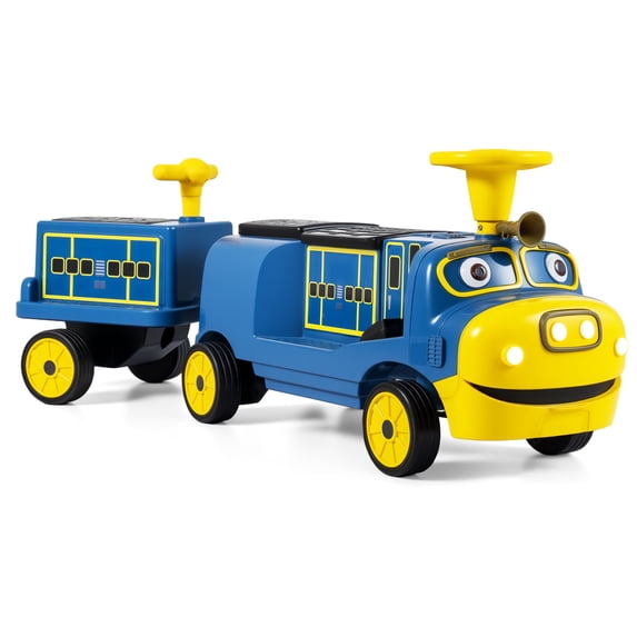 Costway 12V Battery Powered Ride on Train, Trackless Kids Ride on Toy ...