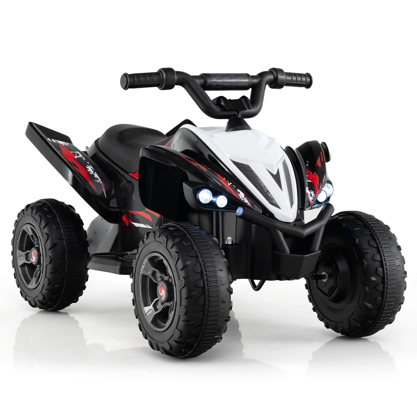 Costway 12V Quad 4 Wheeler Ride on Toy with Music, Light, USB Port ...