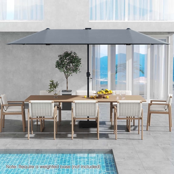 Costway 13 FT Large Patio Umbrella with LED Solar Lights Crank Handle ...