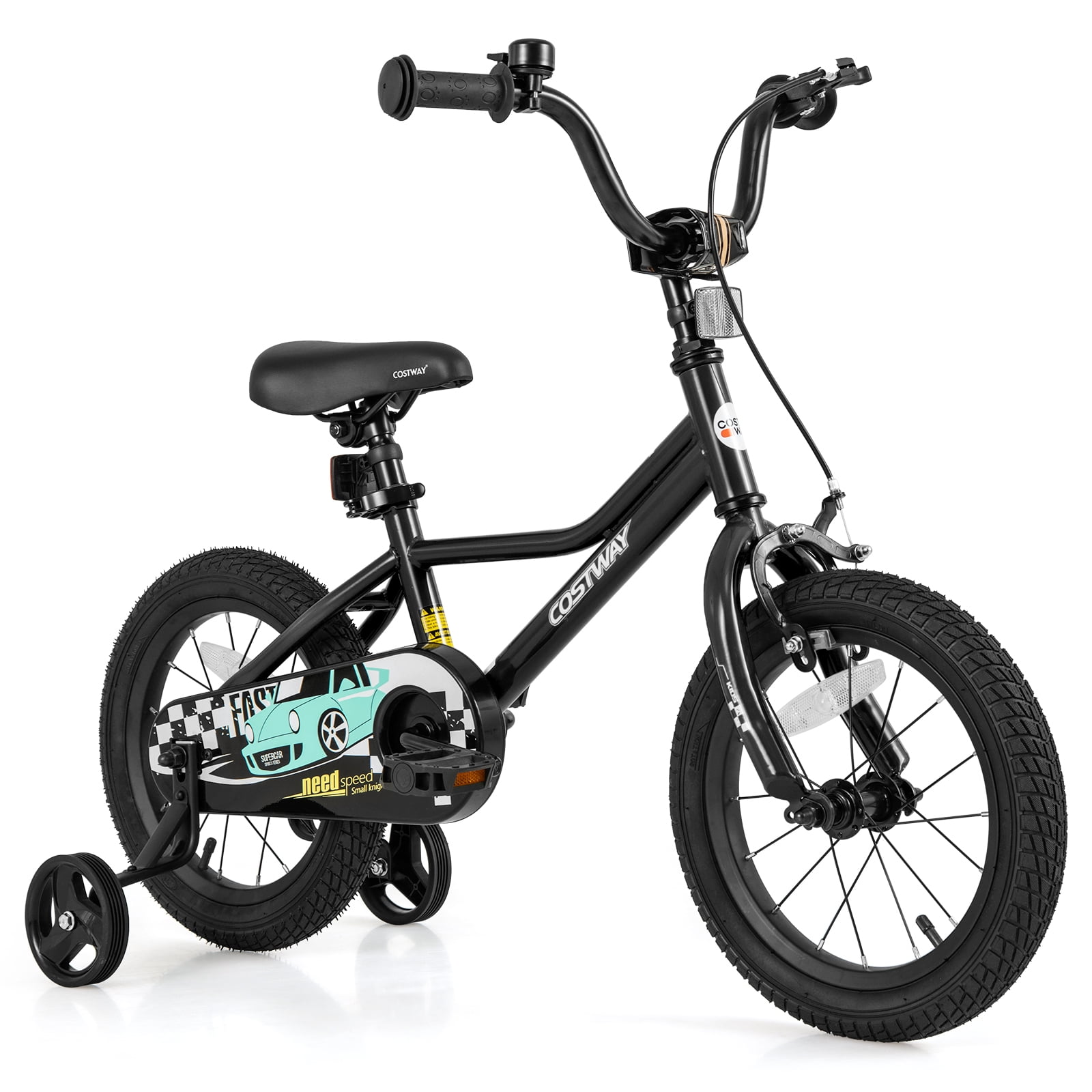 Costway 14" Kids Training Bike with Removable Training Wheels Pneumatic ...