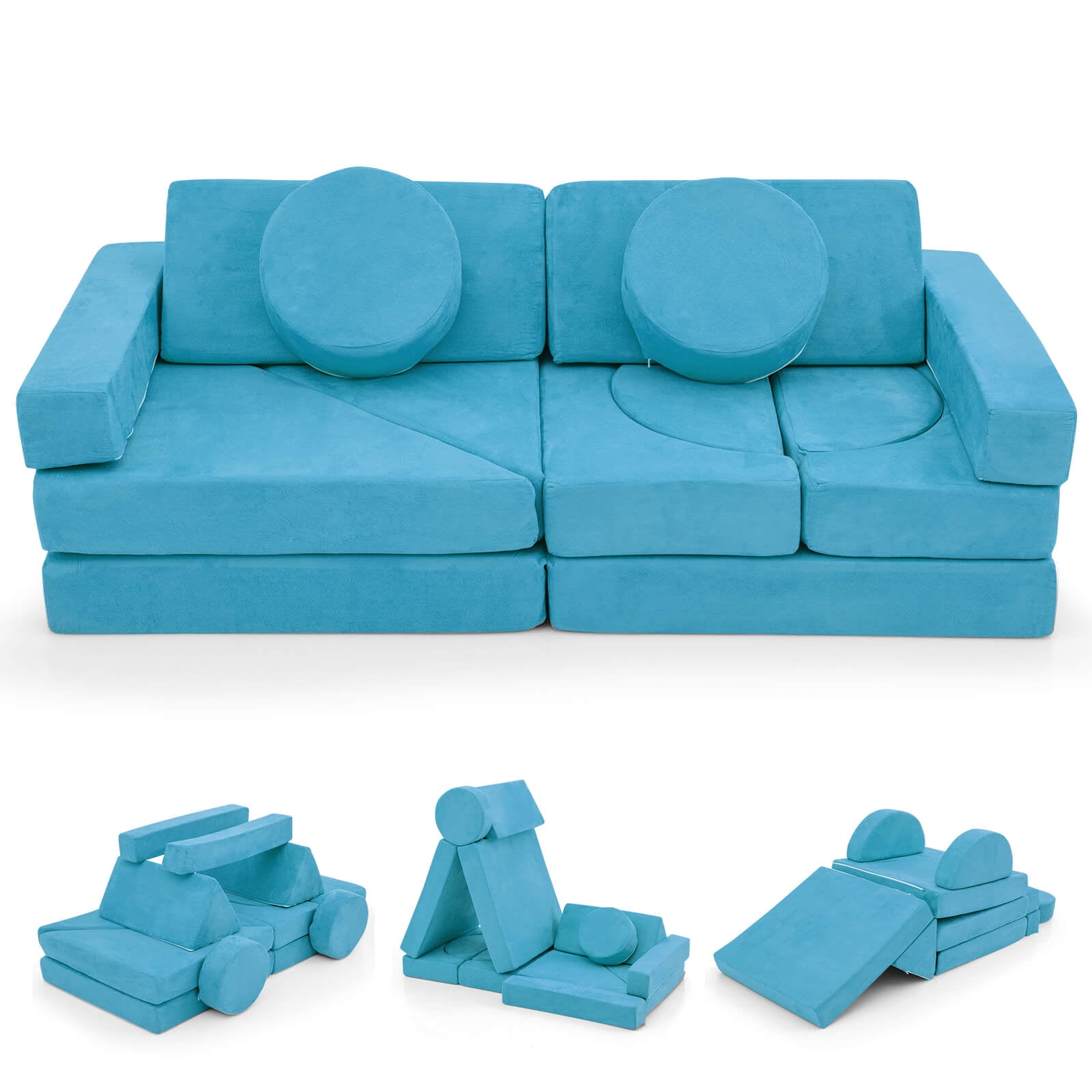 Costway 14 PCS Modular Kids Play Couch Child Sectional Sofa Toddler ...