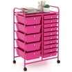 Costway 15 Drawer Rolling Storage Cart Tools Scrapbook Paper Office ...