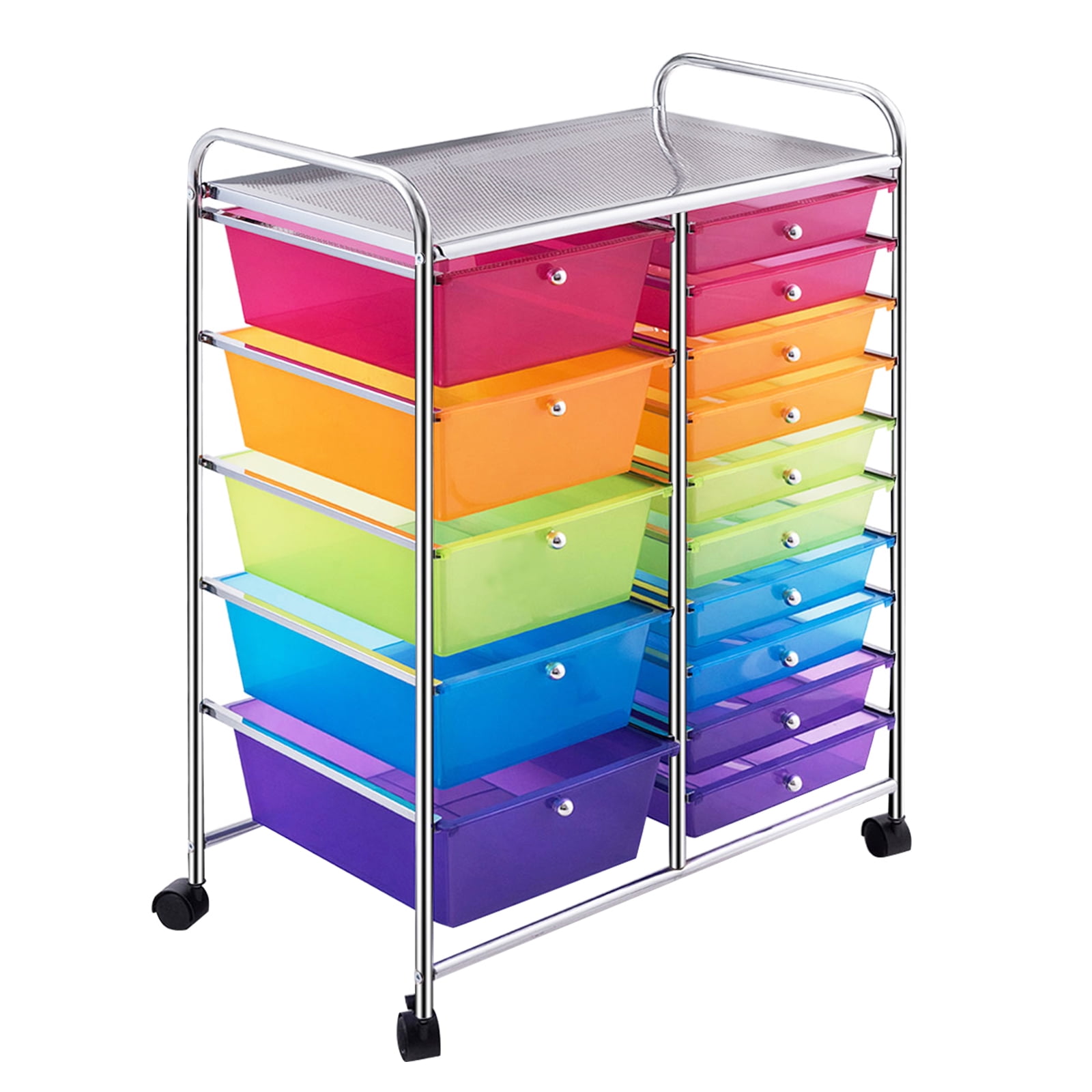 Costway 15-Drawer Rolling Storage Cart Mobile Organizer with Lockable ...