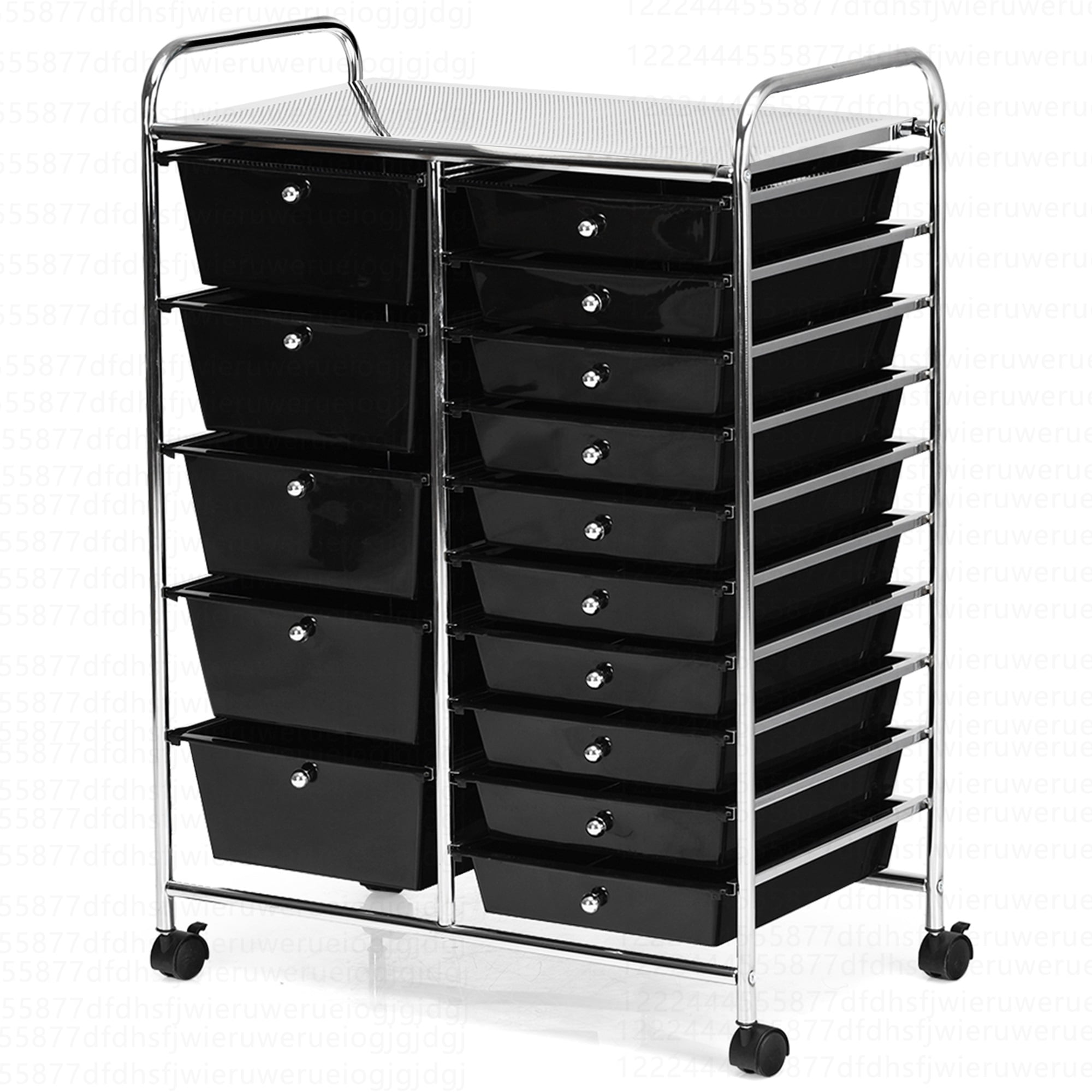 Costway Black 15 Drawer Rolling Storage Cart with Wheels Lightweight ...