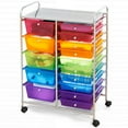 Costway 15 Drawer Rolling Storage Cart Tools Scrapbook Paper Office ...