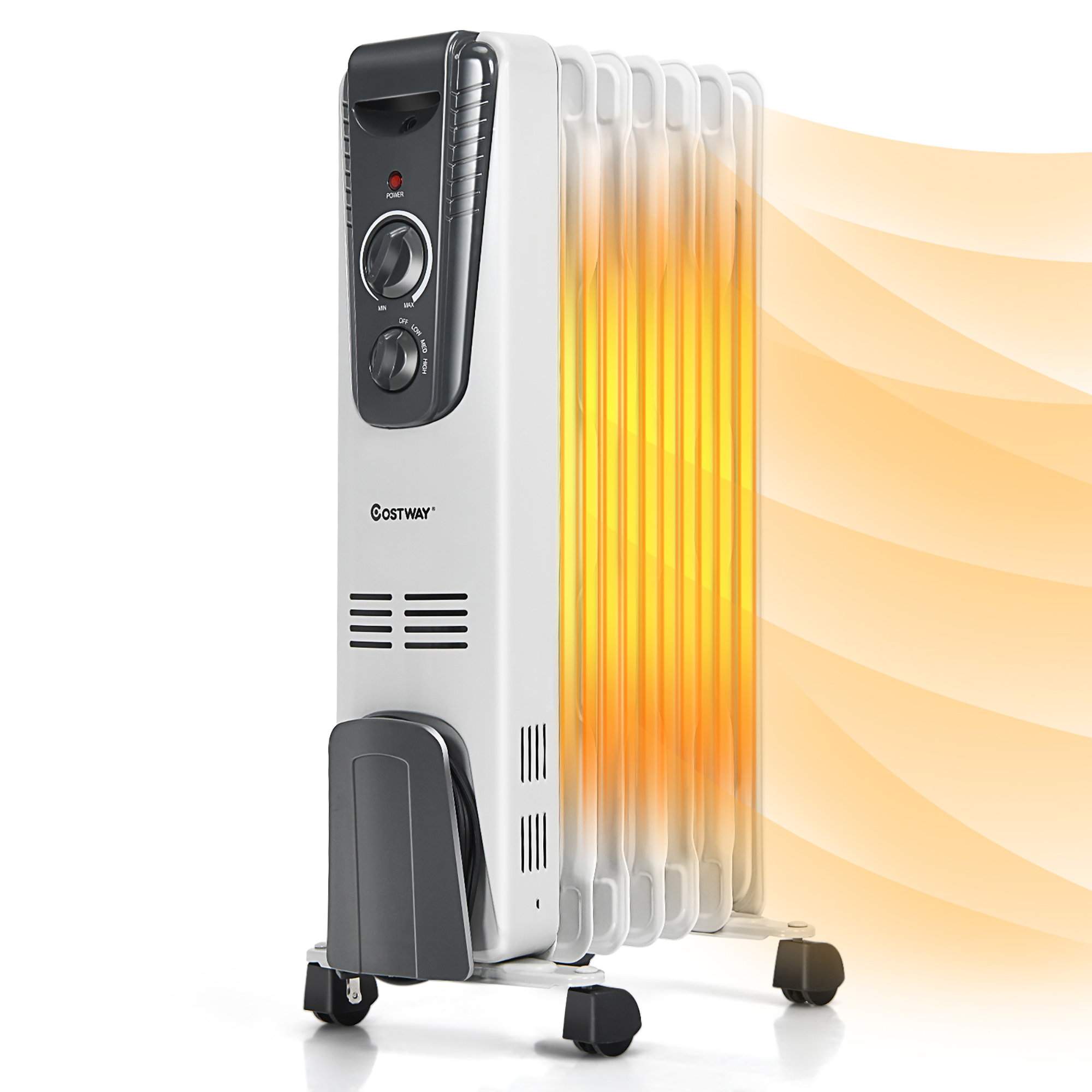 Costway 1500W Electric Oil Filled Radiator Space Heater 5-Fin ...