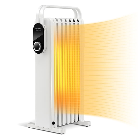 Costway Portable 1500W Electric Radiant Floor Heater, Safe Oil Filled ...