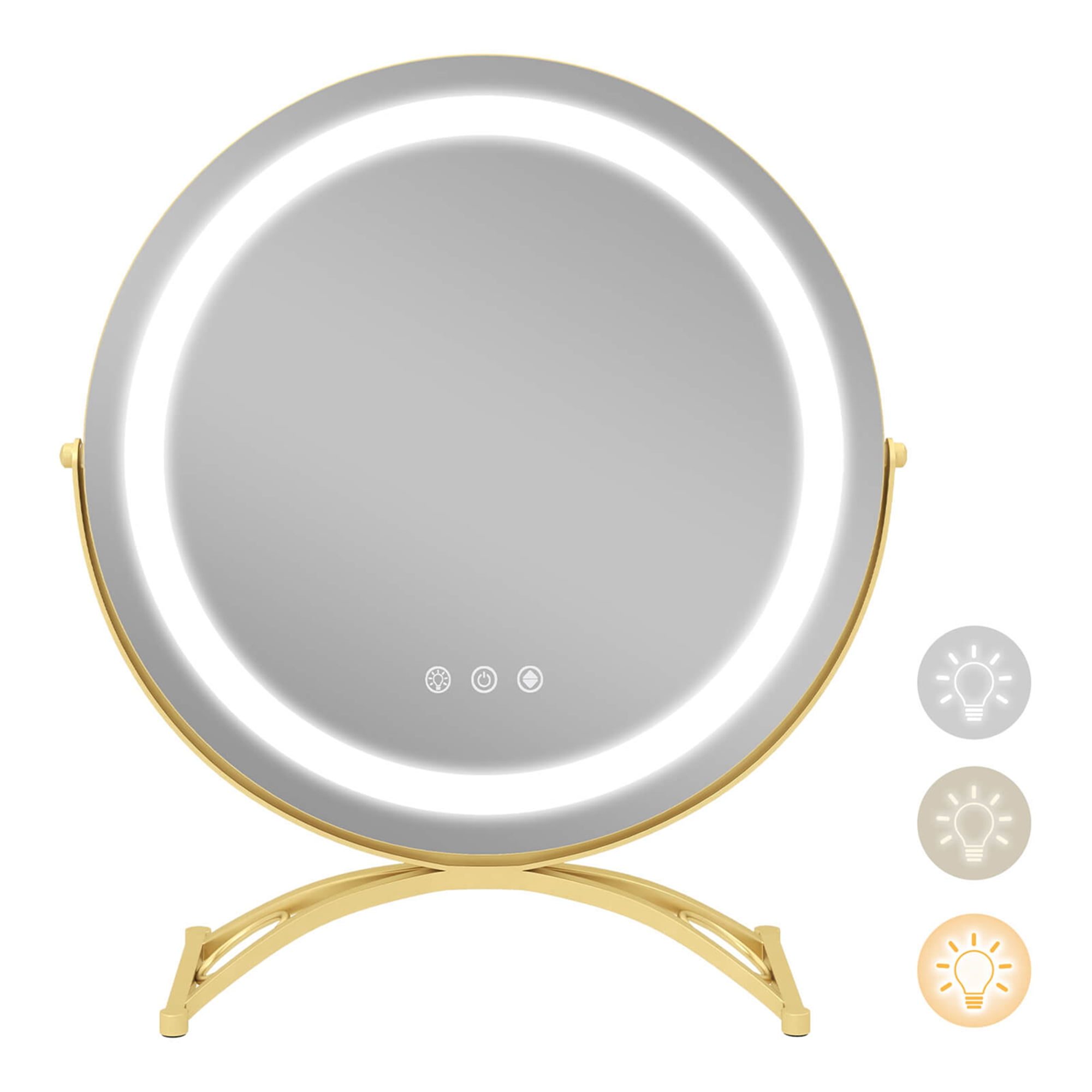 Costway 16" Round Makeup Vanity Mirror 3 Color Dimmable Lights Memory ...
