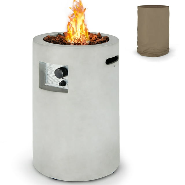 Costway 16'' Round Propane Fire Pit for Patio, Porch, Backyard, 30000 ...