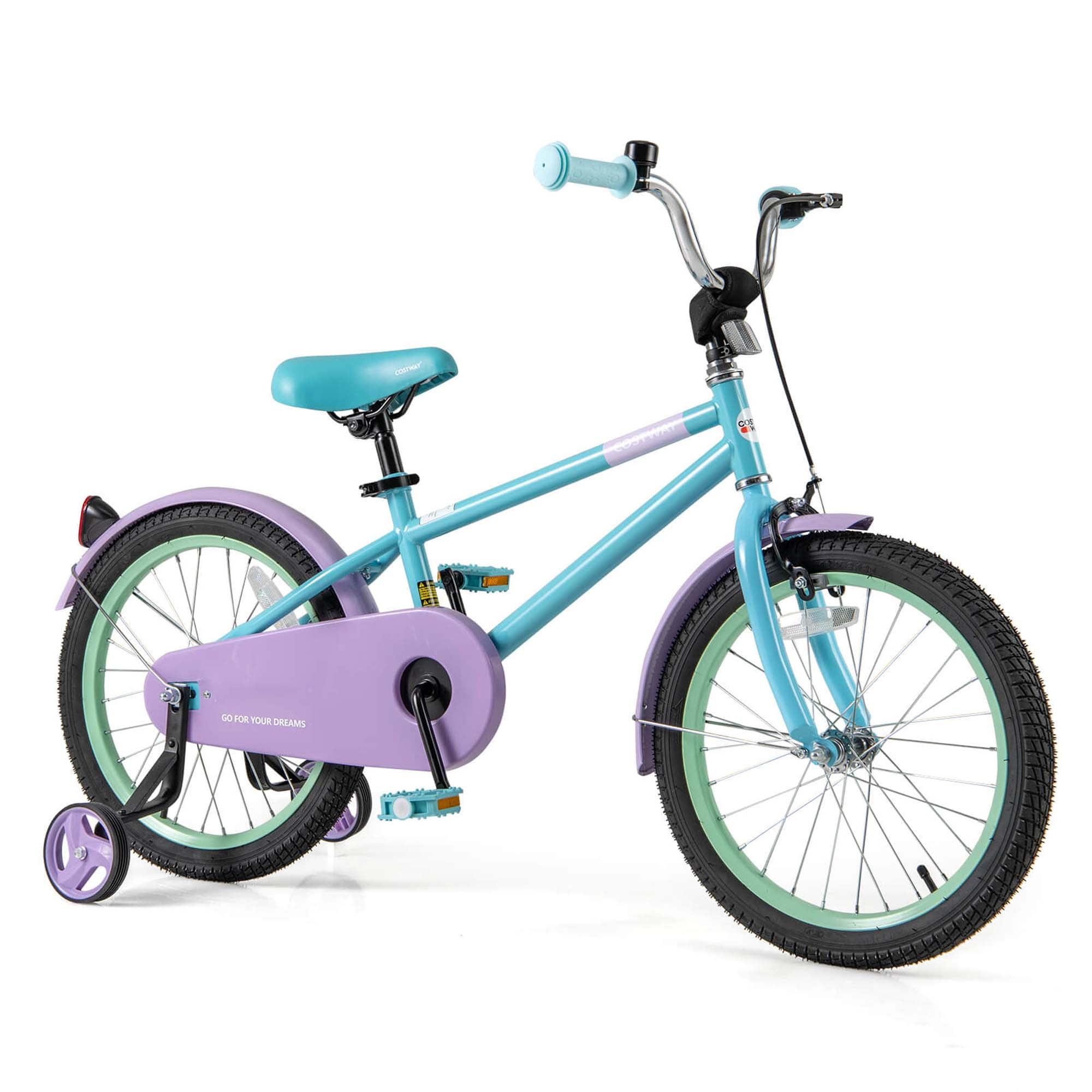 Costway 18" Kids Bike with Adjustable Saddle Handlebar Removable ...