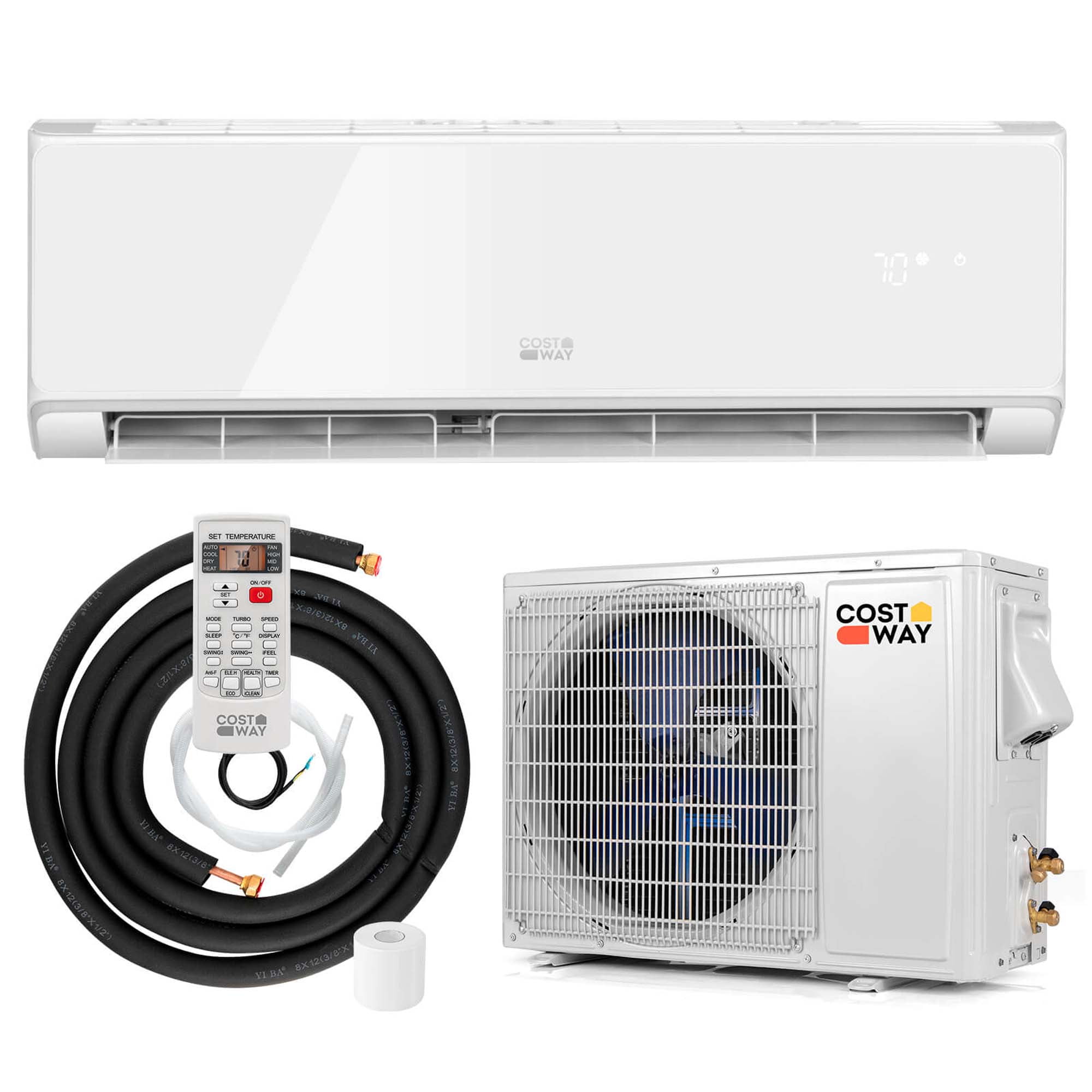 Costway Mini Split AC and Heat Unit, Wifi Enabled, 18000 BTU, 4-in-1 ...
