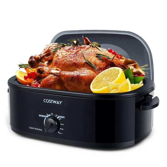 Costway 18 QT Electric Roaster Oven with Self-Basting Lid, Removable ...