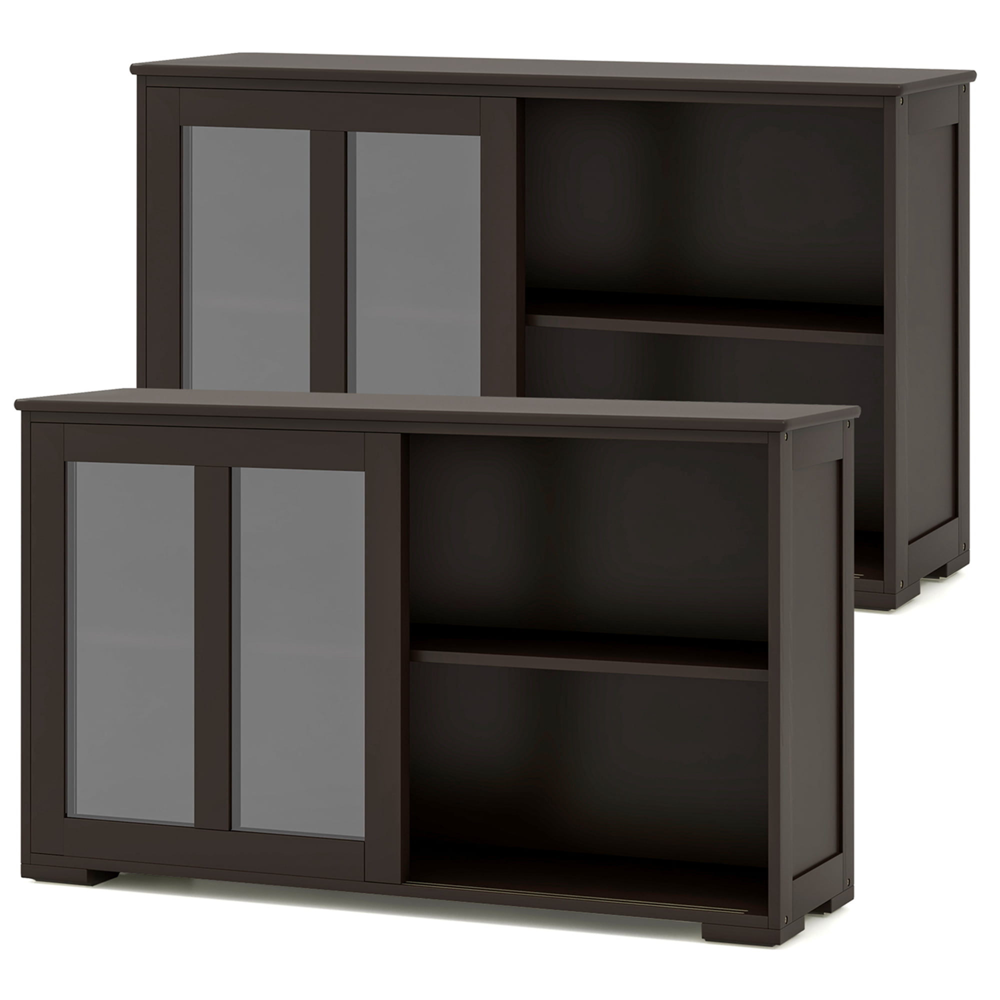 Costway 2-Door Stackable Buffet Sideboard Set of 2 with Sliding ...