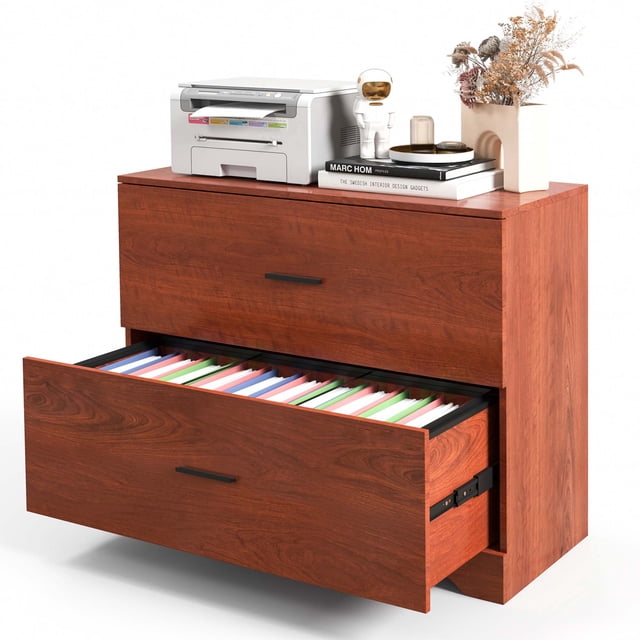 Costway Modern Wooden 2-Drawer Lateral File Cabinet with Adjustable ...