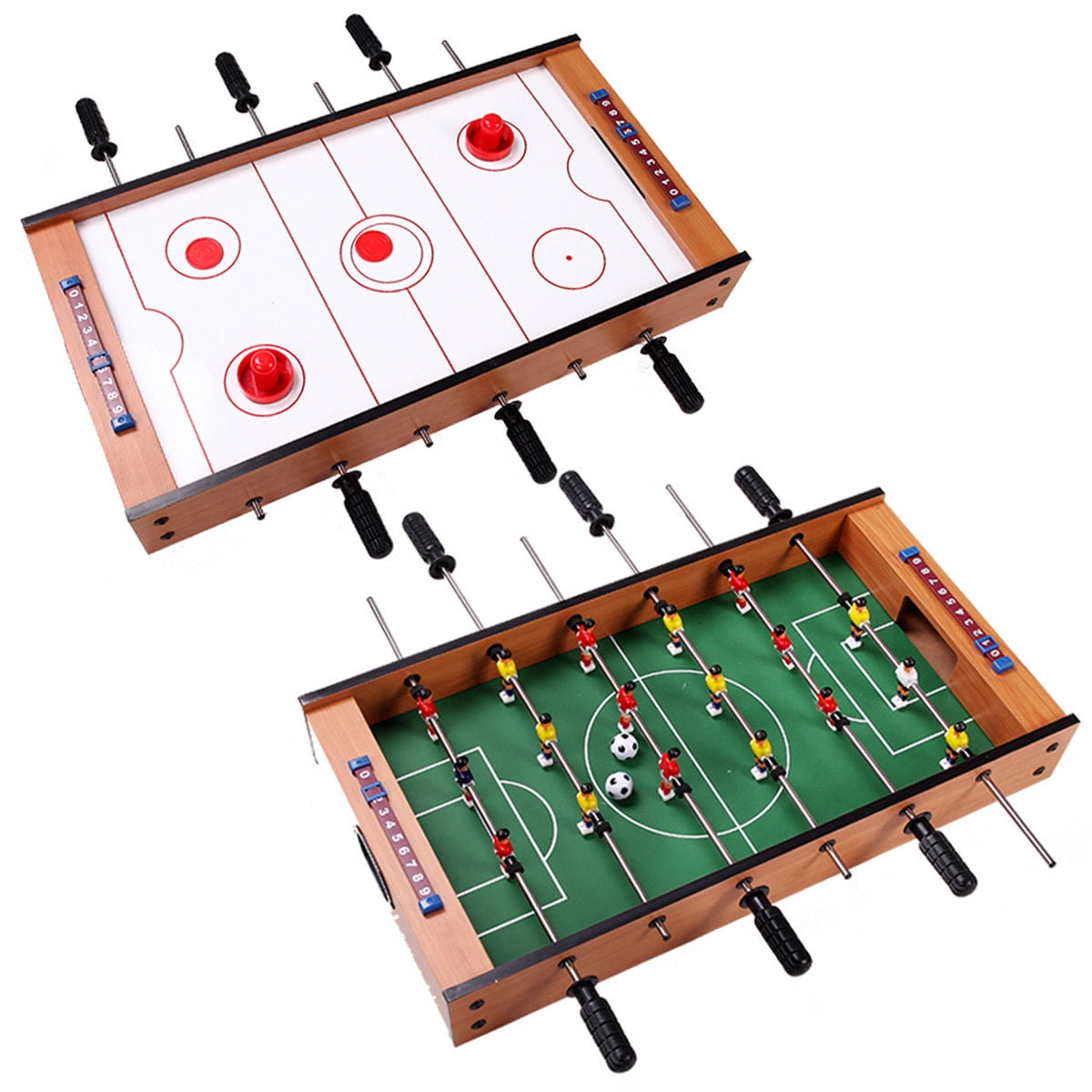 Costway 2-in-1 Table Game: Air Hockey and Foosball with Family Soccer ...