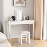 Costway 2-In-1 Vanity Table with Flip-Top Mirror 2 Drawers 9-Slot ...