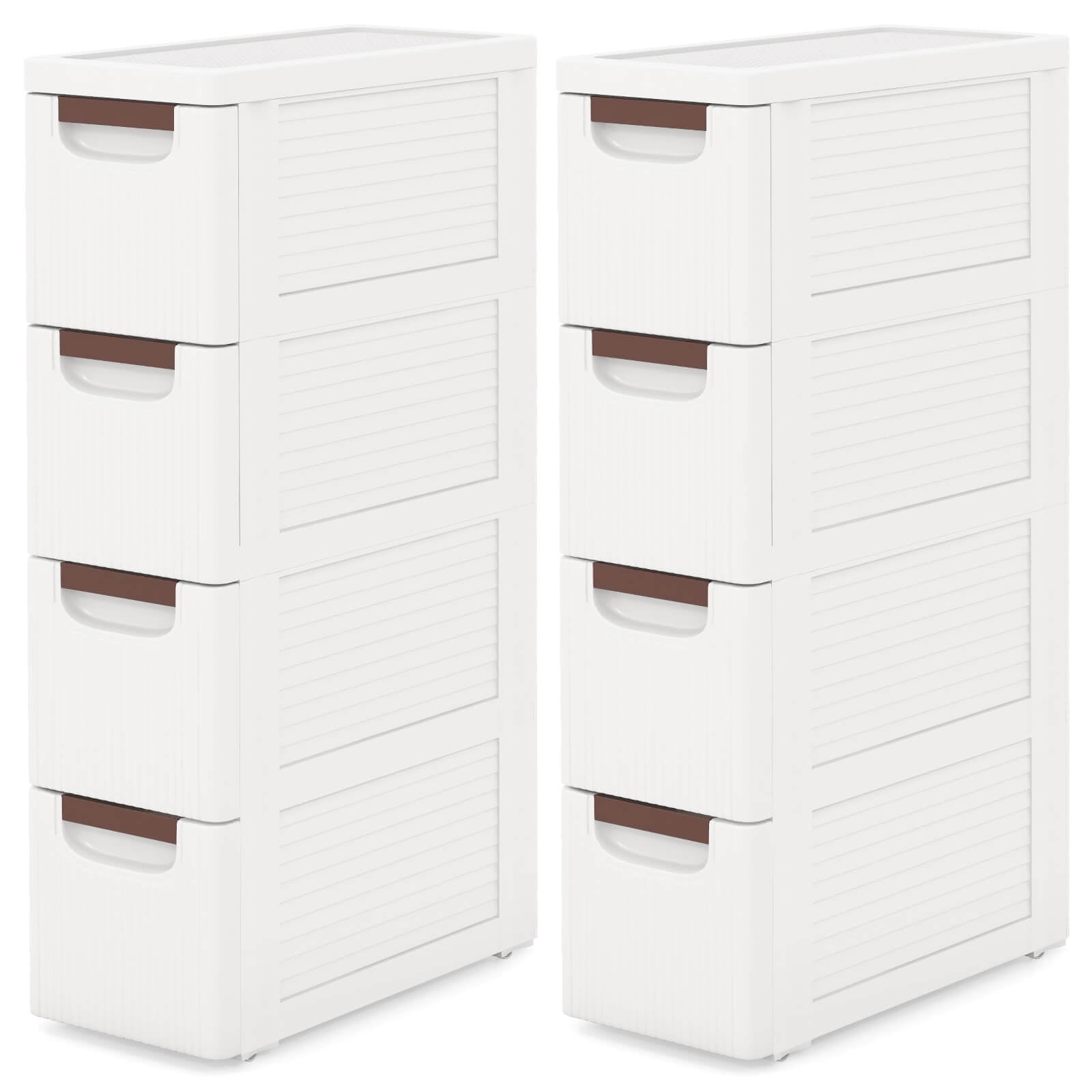 Costway 2 PCS 4-Drawer Narrow Rolling Storage Cabinet with Pull Handles ...