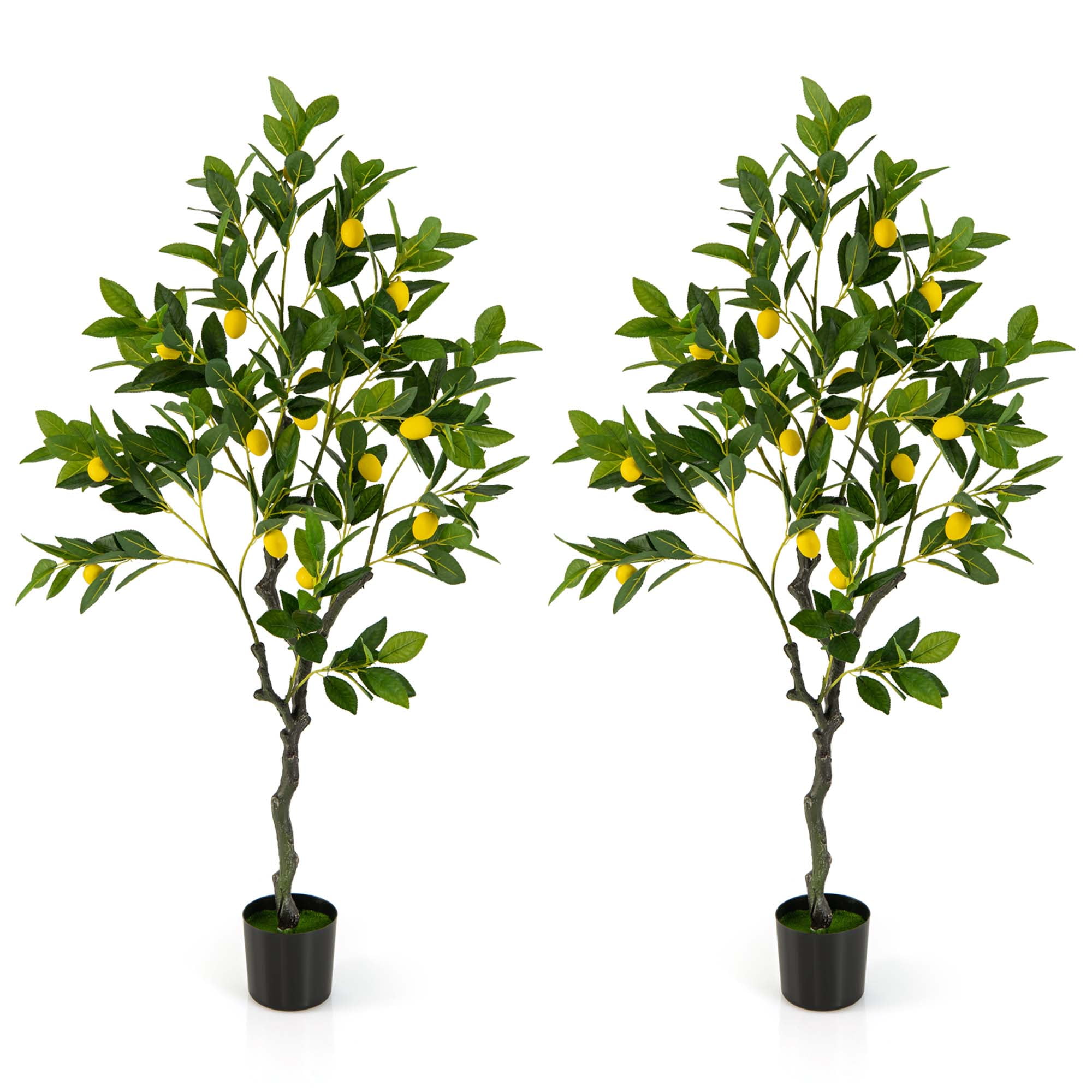 Costway 2 PCS 4 FT Tall Artificial Lemon Tree with Lemon Fruits, Cement ...