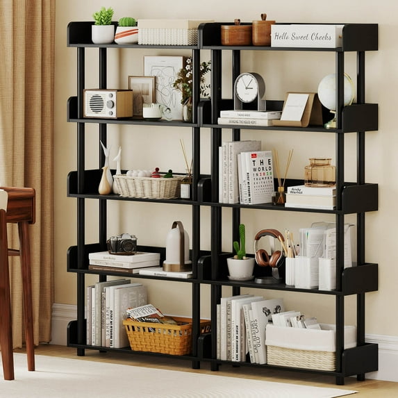 Costway 2 PCS 5-Tier Bookshelf Open Bookcase with Anti-Tipping Kit ...