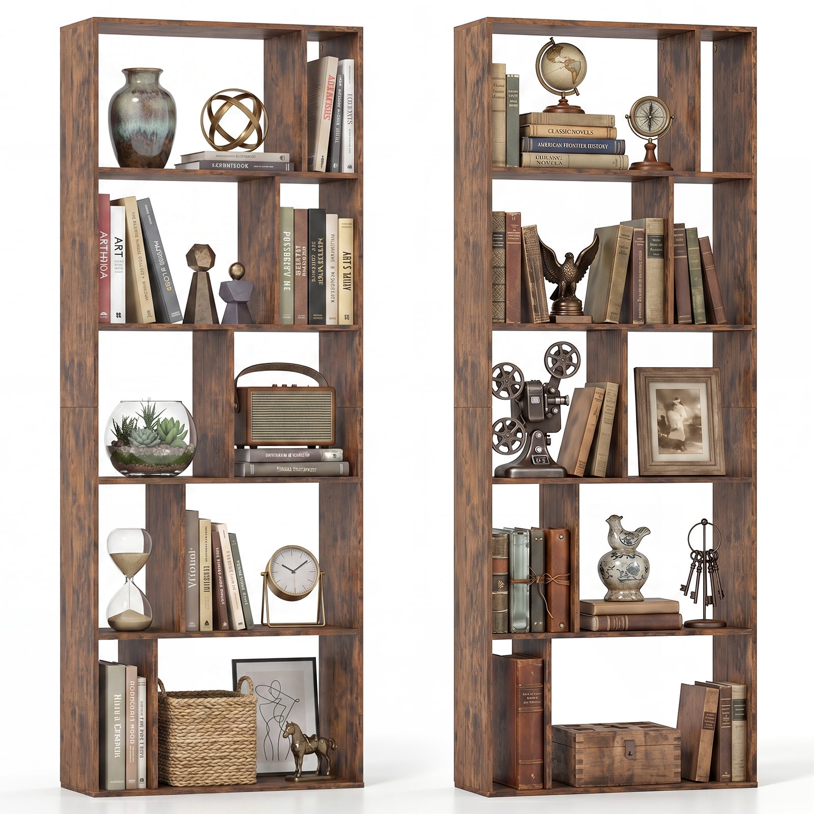 Costway 2 PCS 5-Tier Bookshelf with Open Back, Display Storage Shelf ...