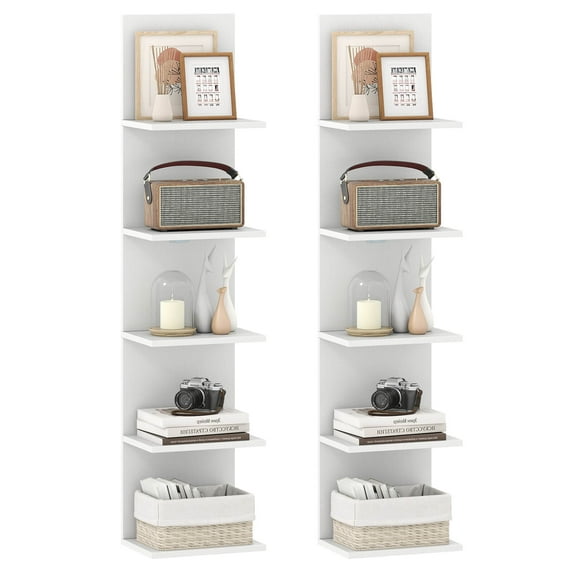 Costway 2 PCS 5-Tier Wall Shelves Vertical Floating Storage Shelf Unit ...