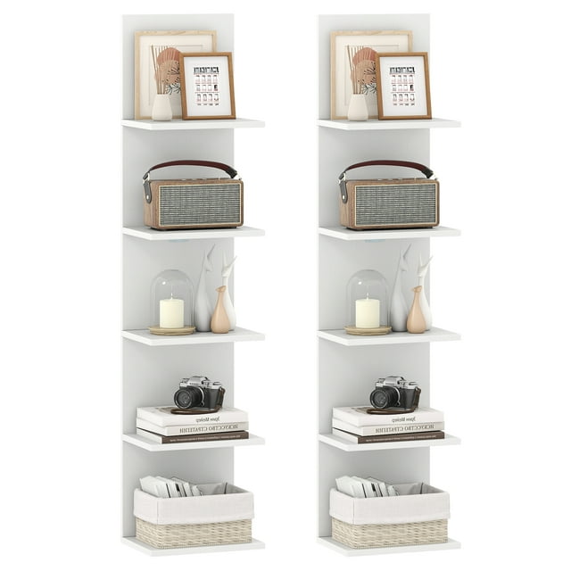 Costway 2 PCS 5-Tier Wall Shelves Vertical Floating Storage Shelf Unit ...