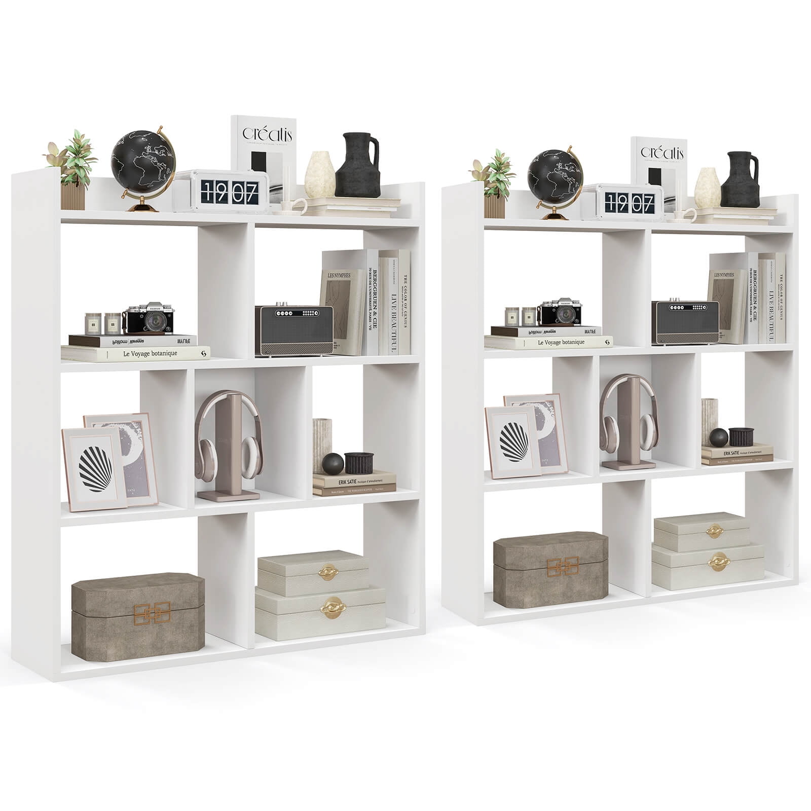 Costway 2 PCS 7-cube Bookcase Open Storage Shelf with Anti-tipping Kits ...