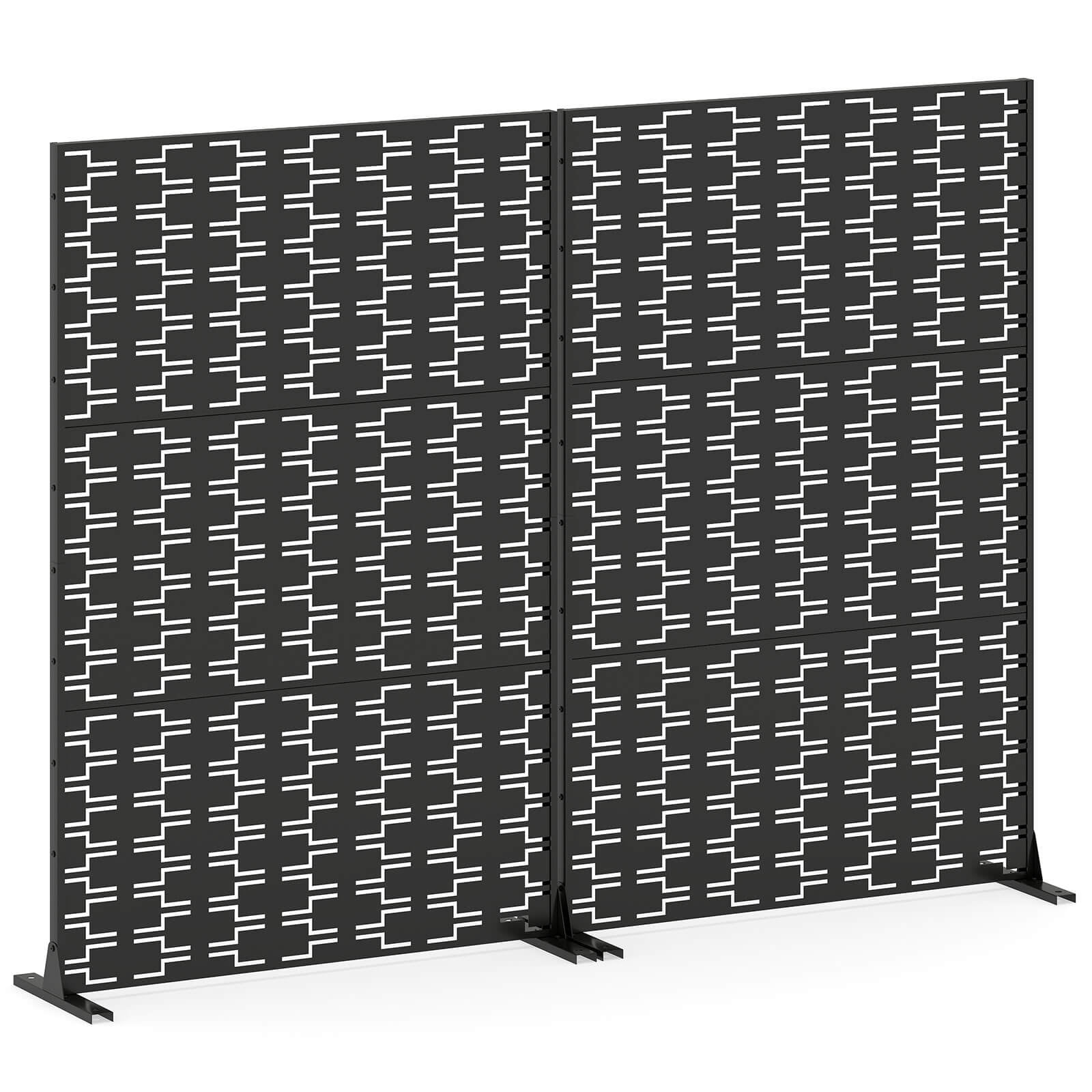 Costway 2 PCS 72”H x 48”WMetal Privacy Screen with Expansion Bolts ...