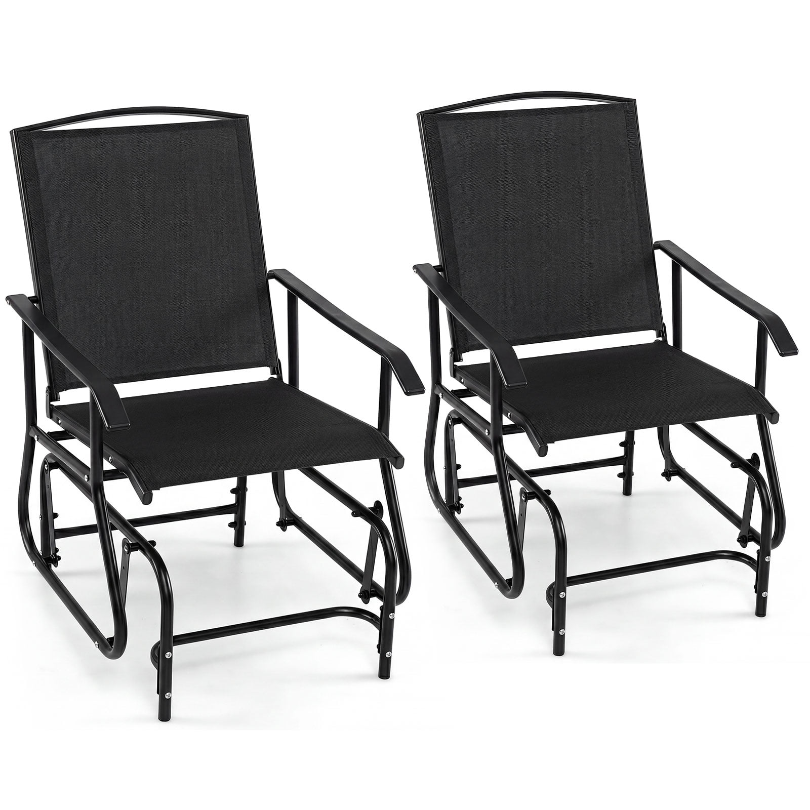 Costway 2 PCS Outdoor Glider Chair, Porch Glider with Metal Frame ...