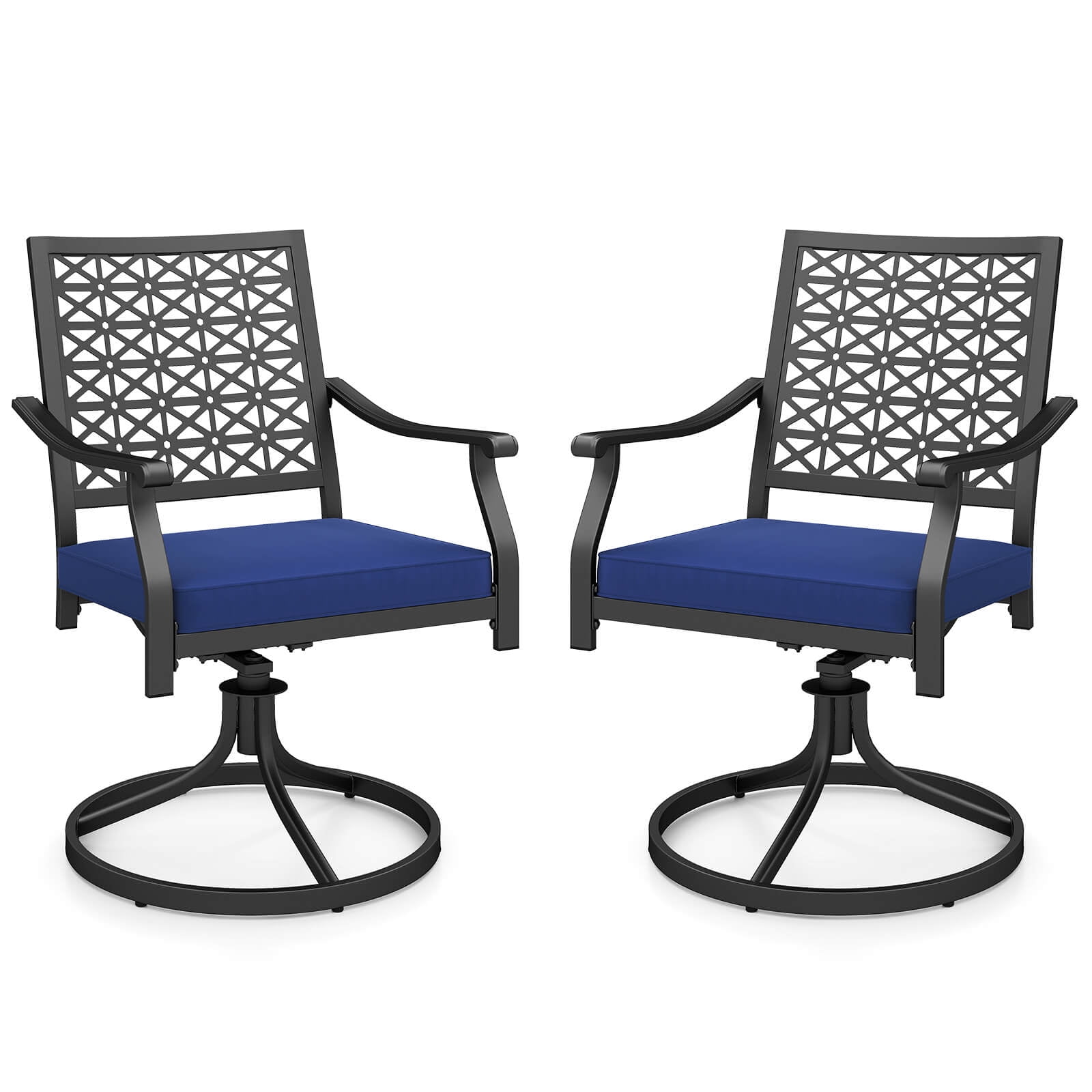 Costway 2 PCS Outdoor Swivel Chairs Patio Dining Chairs with Padded ...
