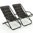 Costway 2 PCS Patio Folding Rattan Sling Chair Rocking Lounge Chaise ...