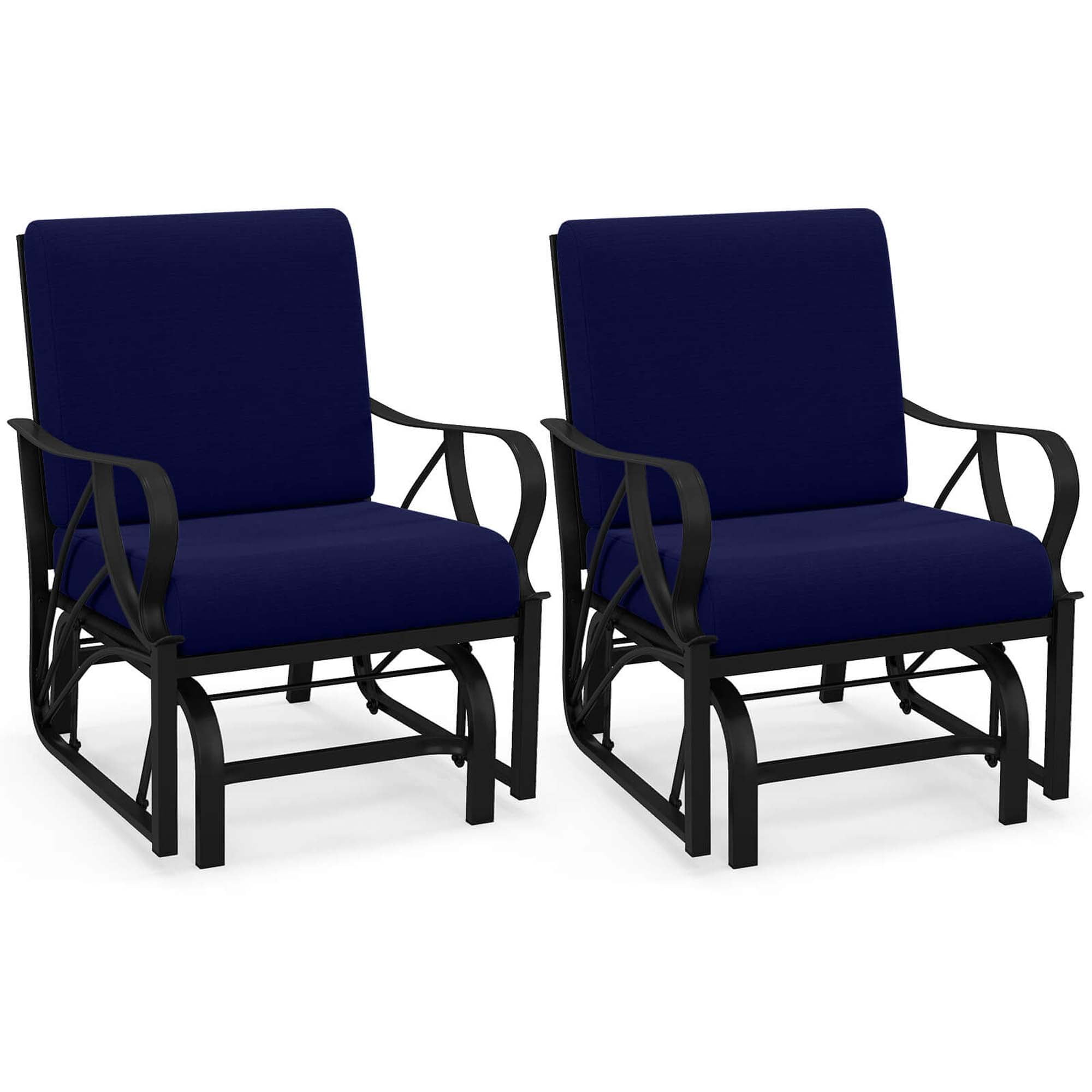 Costway 2 PCS Patio Rocking Chair with Cushion Heavy-Duty Metal Frame ...