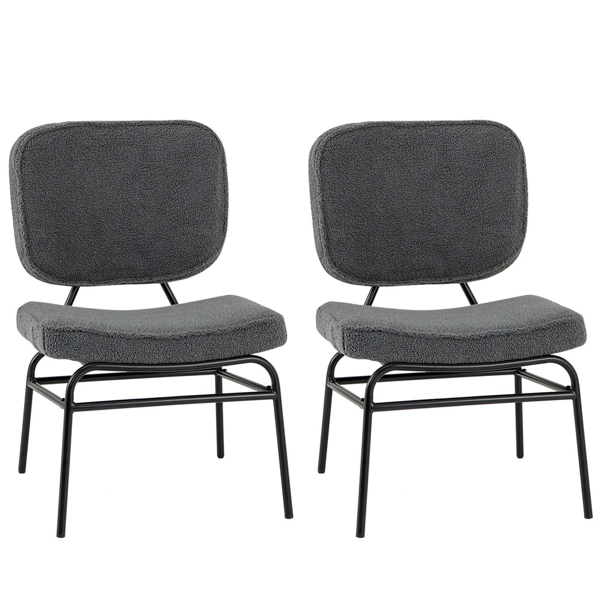 Costway 2 PCS Upholstered Accent Chair with Sponge Padding Adjustable ...