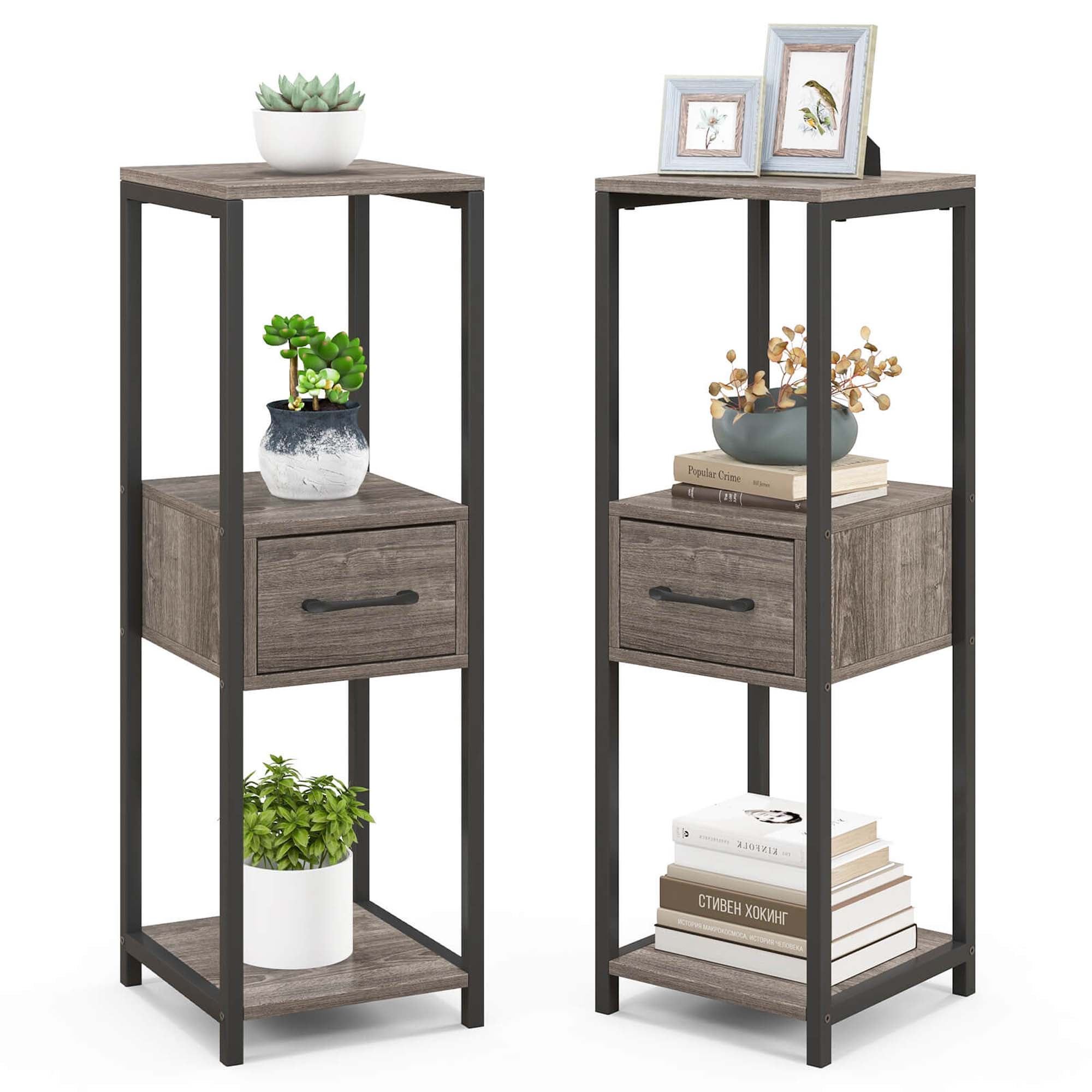 Costway 2 Pack 3 Tier Tall Metal Plant Stand Indoor Plant Table with ...