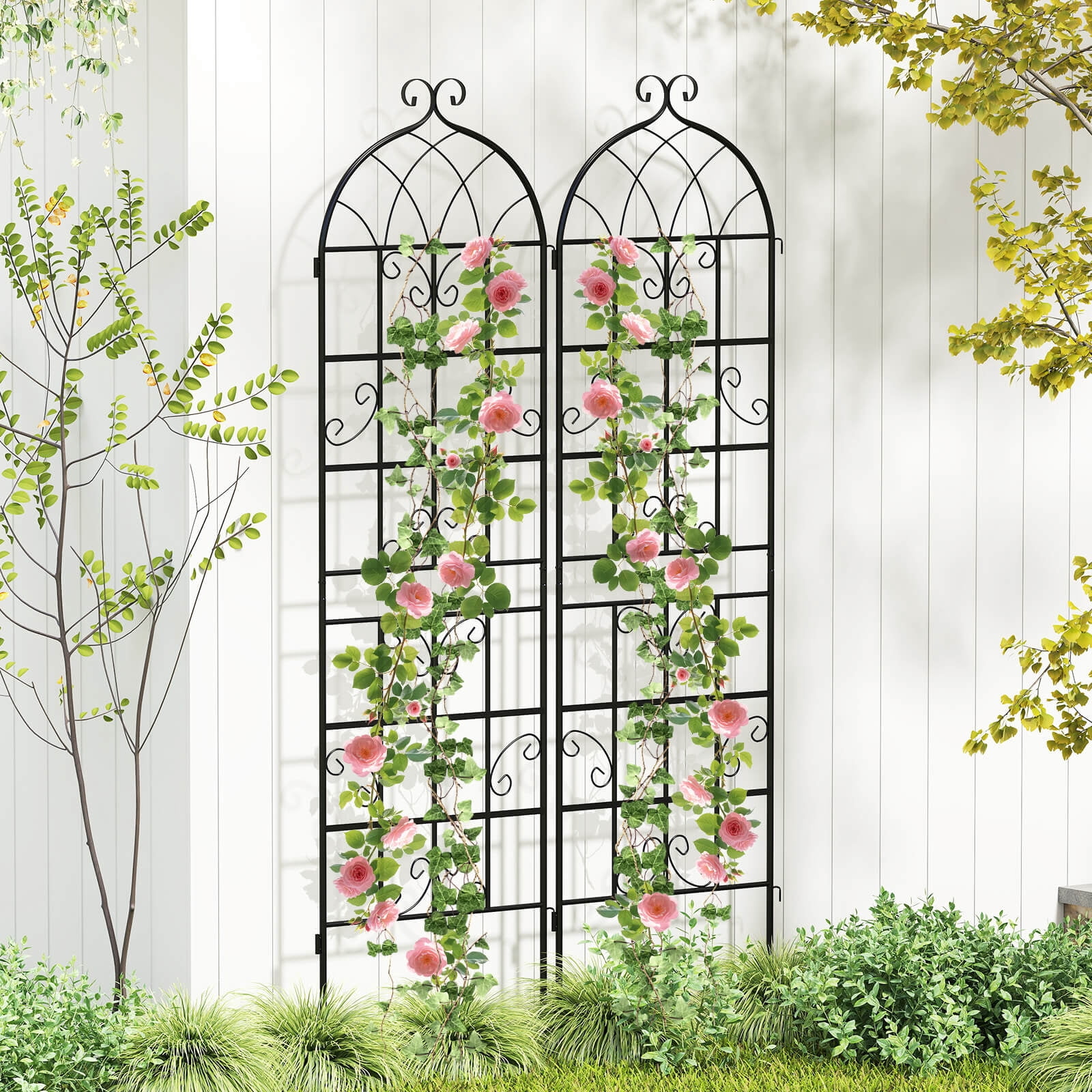 Costway 2 Pack 71" x 20" Heavy-Duty Metal Garden Trellis,Metal Coating ...