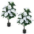 Costway 2-Pack Artificial Hydrangea Tree, 43.5" Faux Flower Plants with ...