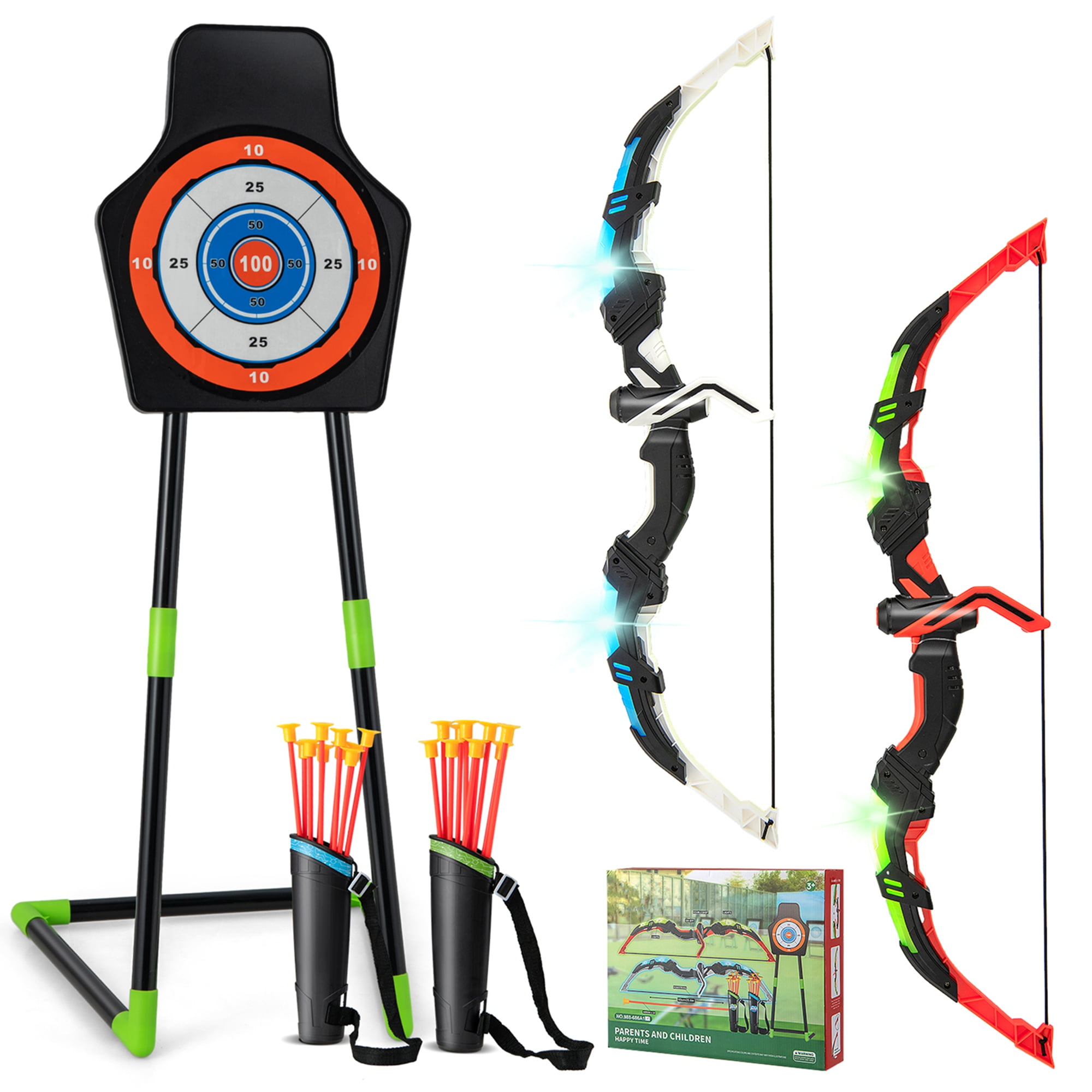 Costway Children's Play Junior Archery Set, 2-Pack LED Light Up Bow ...