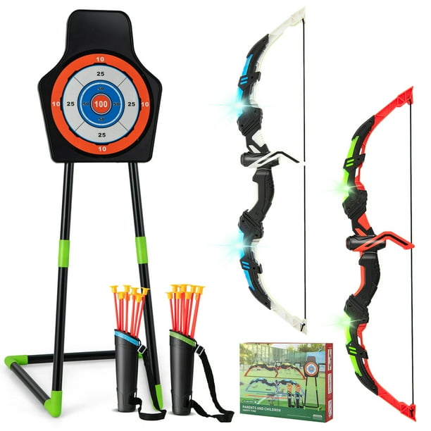 Costway 2-Pack Bow and Arrow Set for Kids LED Light Up Archery Toy with ...