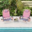 Ktaxon 2Pcs Short Beach Chair, 5-Position Adjustable Folding Camping ...