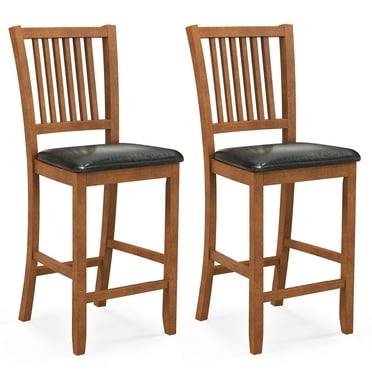 Costway 24" Height Set of 2 Bar Stools 360° Swivel Dining Chairs Solid ...
