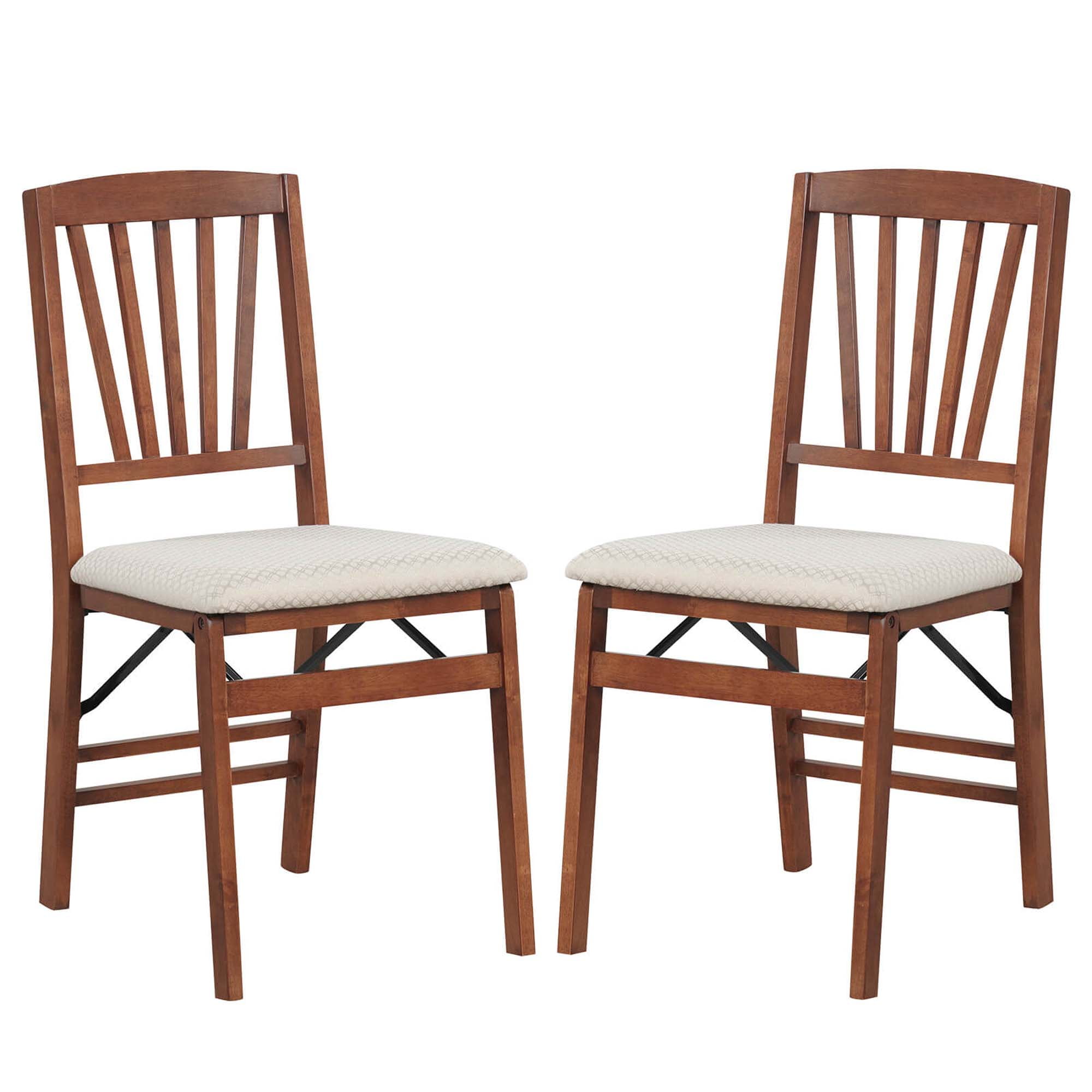 Costway 2 Set Kitchen Chairs with Rubber Wood Frame Upholstered Seat ...
